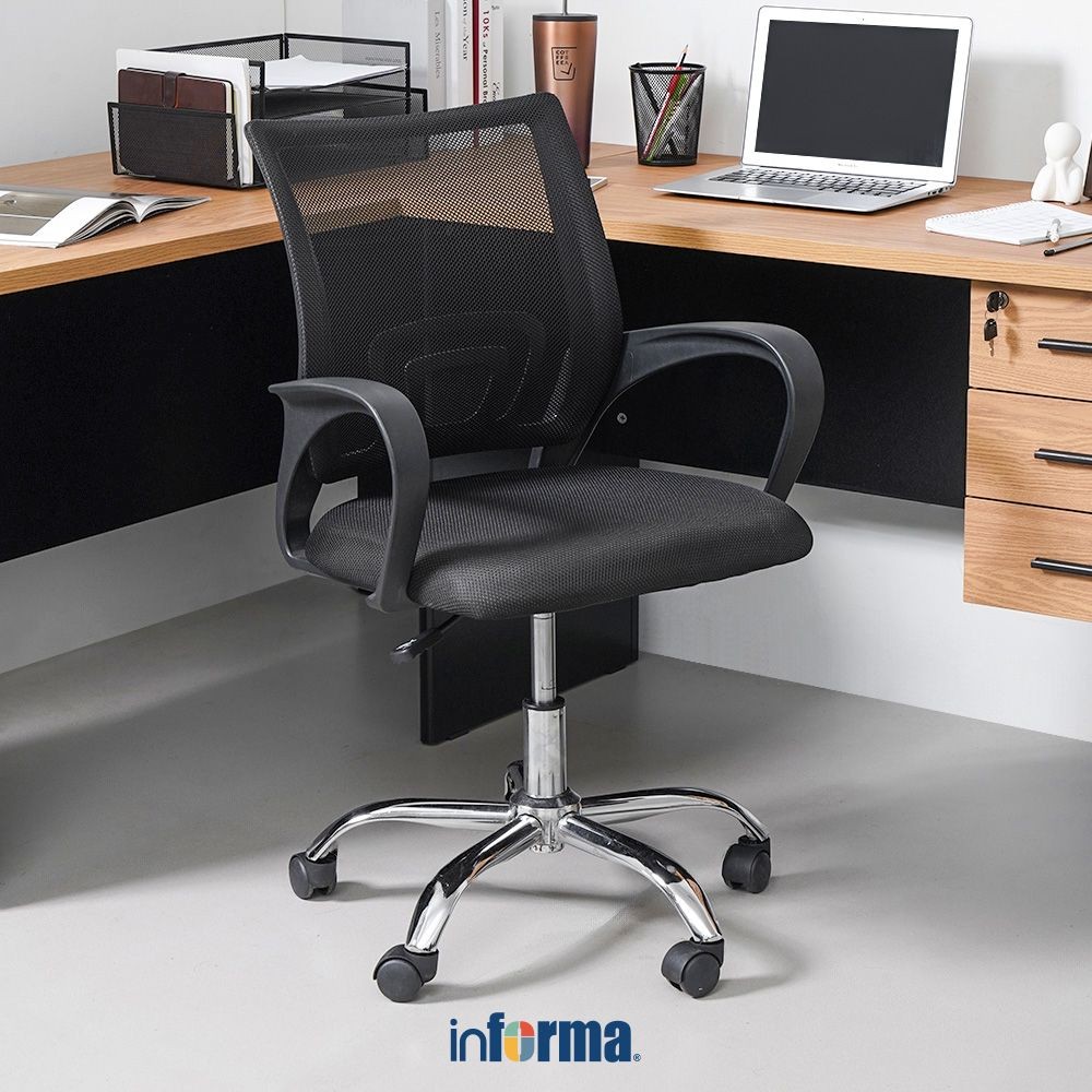 Informa G Zaki Low Back Office Chair - Black Workplace With Wheels ...