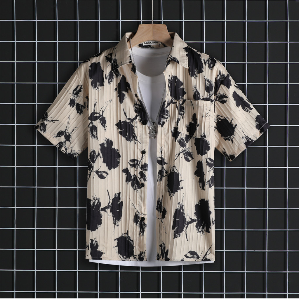 Vintage Floral Print Short Sleeve Shirt for Men with 51 Hip-Hop Chic ...