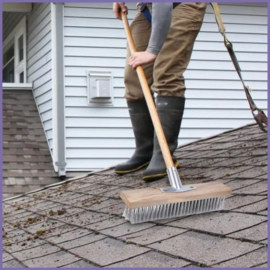 Stiff Bristle Broom Heavy-Duty Wire Broom Head Garden Broom with Robust ...