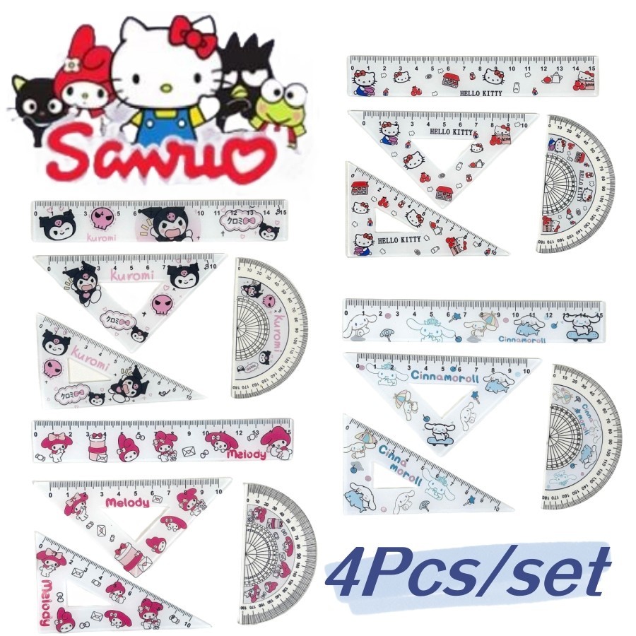 4Pcs Sanrio Ruler My Melody Kuromi Hello Kitty School Supplies ...
