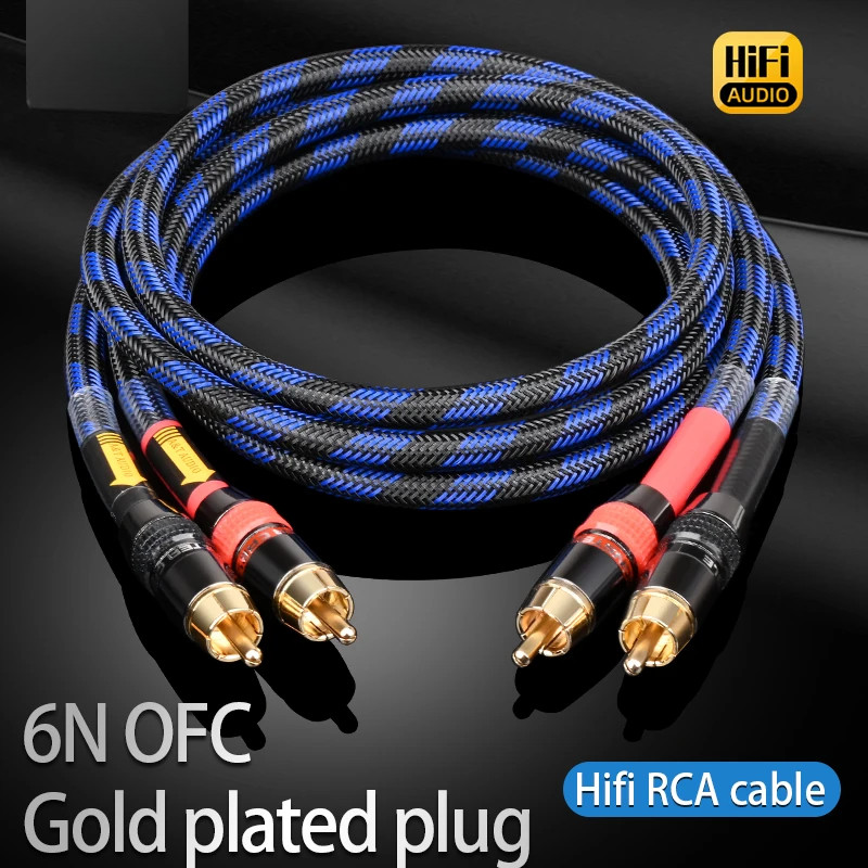 Hifi RCA Cable High Quality 6N OFC HIFI 2RCA Male to Male Audio Cable ...