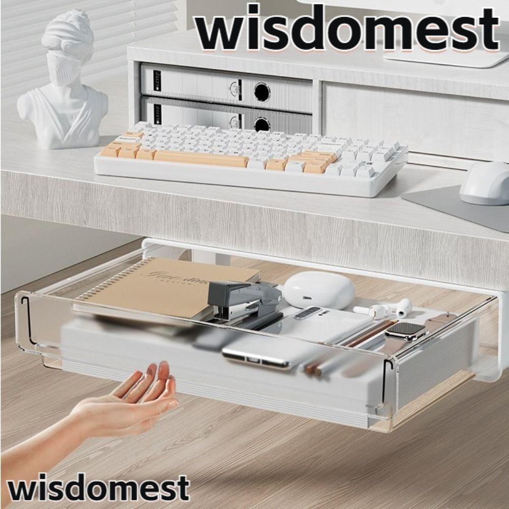 WISDOMEST Table Shelf Storage Box, Hanging Invisible Storage Undertable ...