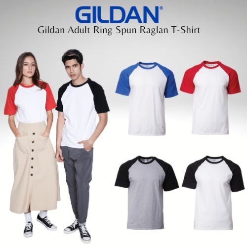 Gildan Raglan Premium Cotton Unisex Round Neck T-shirt 76500 with ...