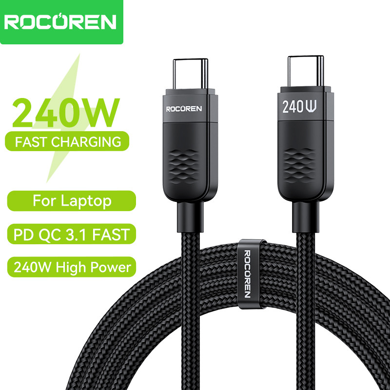 Rocoren 240W USB Type C To USB C PD QC 3.0 5A 100W Fast Charging USBC ...