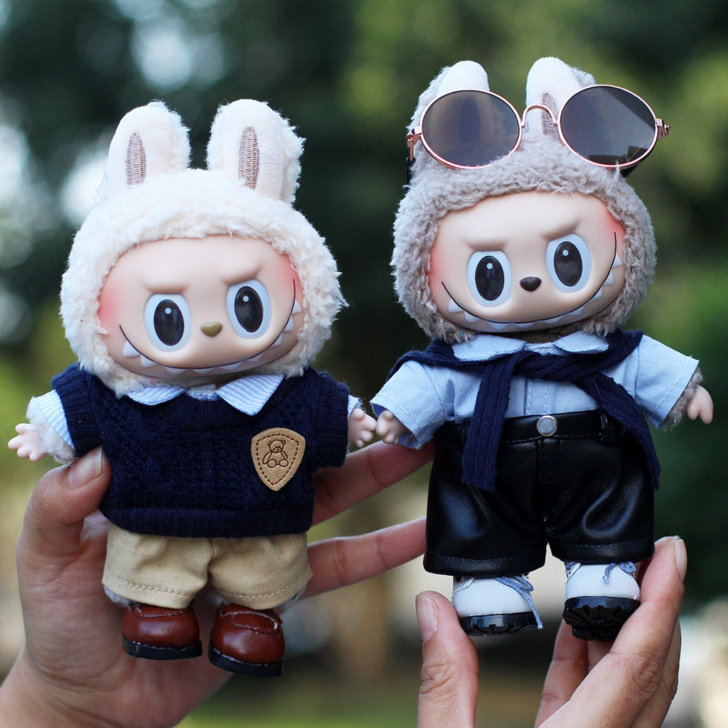 [Clothes only] 17cm Labubu doll clothes heart macaron vinyl face baby ...