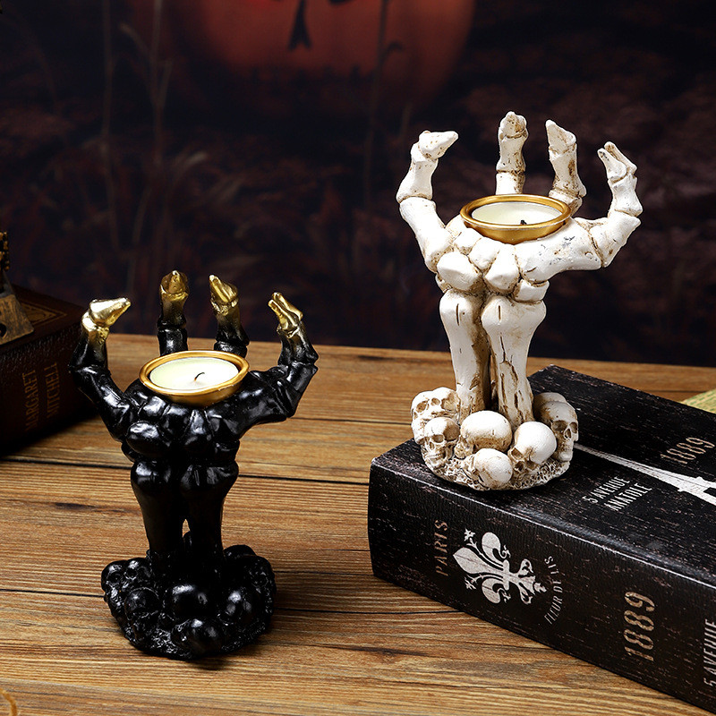 2024 Halloween Candlestick Skeleton Ghost Hand Candlestick Resin ...