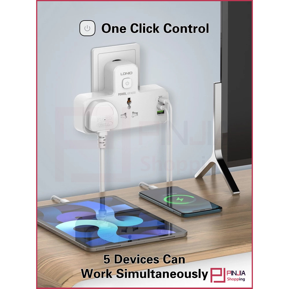 LDNIO Multi Plug Extension Socket with Usb Extension Plug Adapter 2 Pin ...
