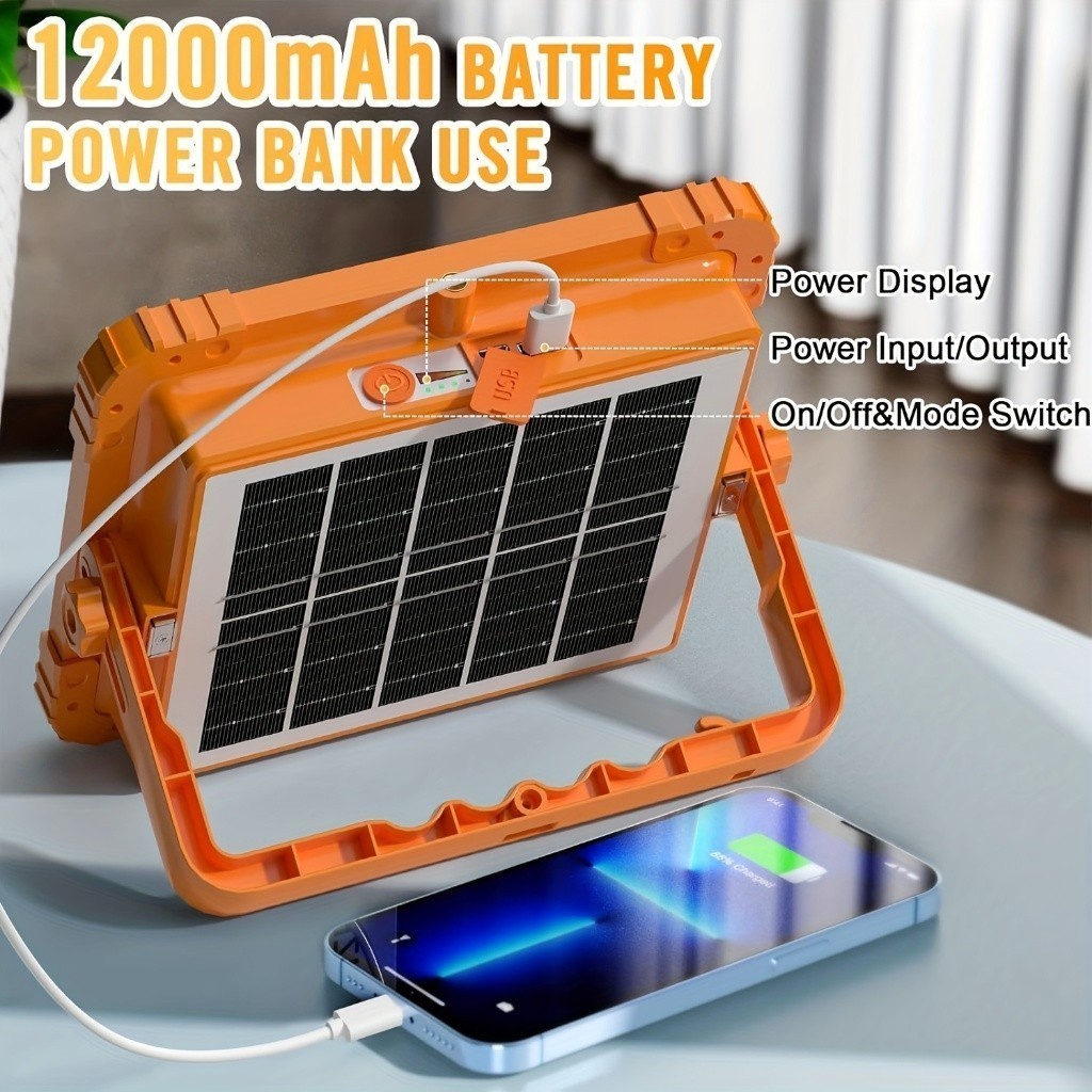 288 LED 8000W Portable LED Work Light USB Rechargeable Solar Work ...