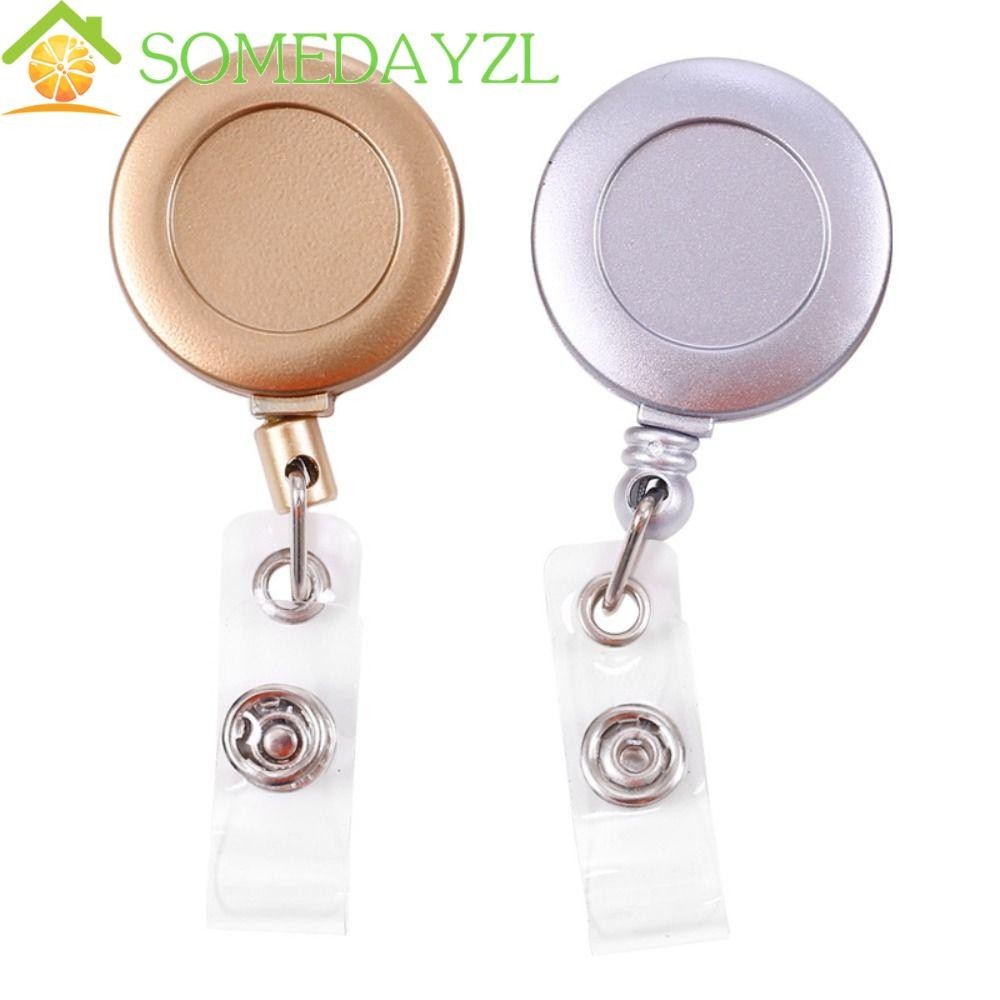 SOMEDAYMX ID Card Holder, Gold Silver Anti-Lost Retractable Badge Reel ...