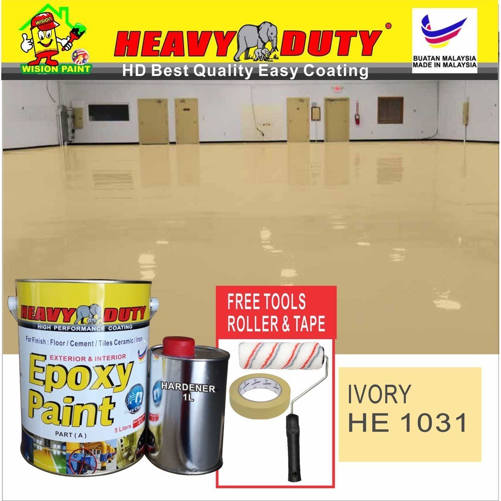 HE1031 IVORY ( 5L ) 4+1 HEAVY DUTY BRAND Coating ( FREE 7" ROLLER ...