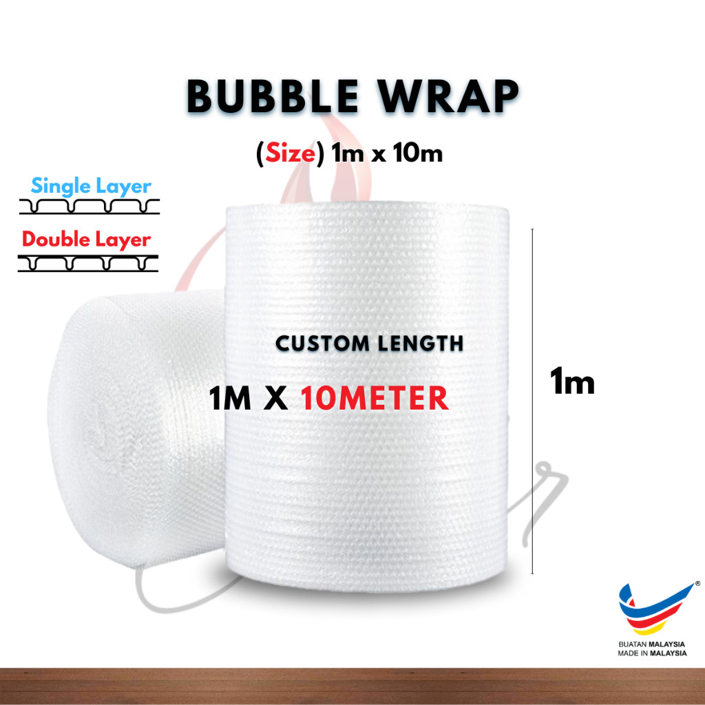 Premium Quality Bubble Wrap Clear Single/Double Layer Custom Length (1m ...
