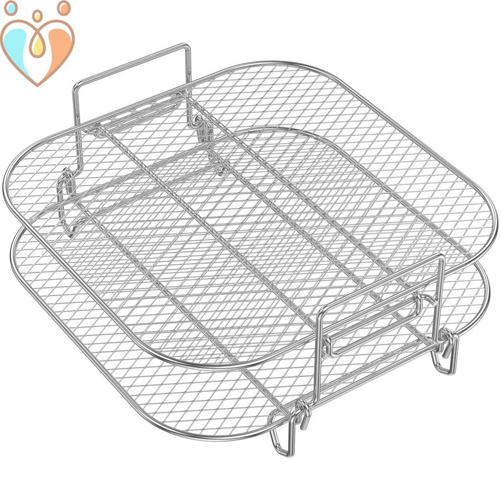 2Pcs Square Air Fryer Rack 8 inch Stainless Steel Dehydrator Rack ...
