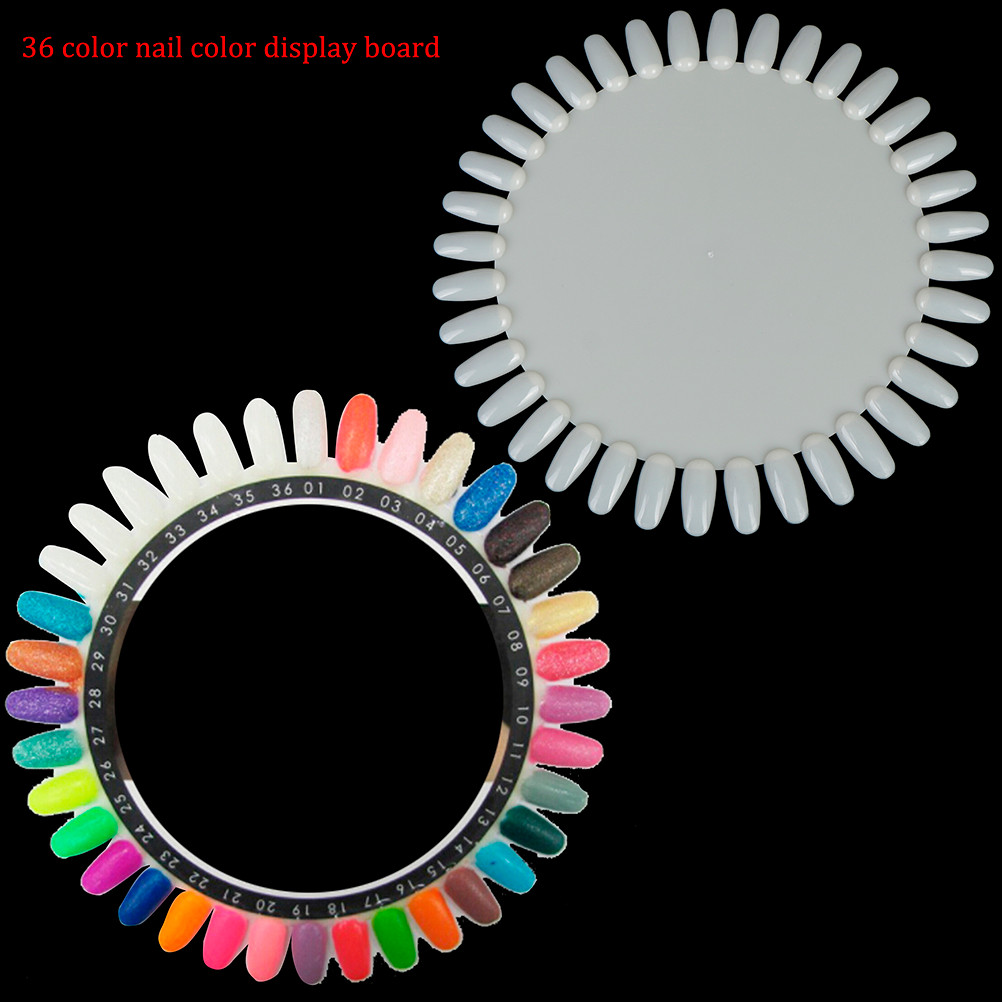 [gongjing] 36 Colors Round Nail Polish Gel Color Palette Chart Display ...