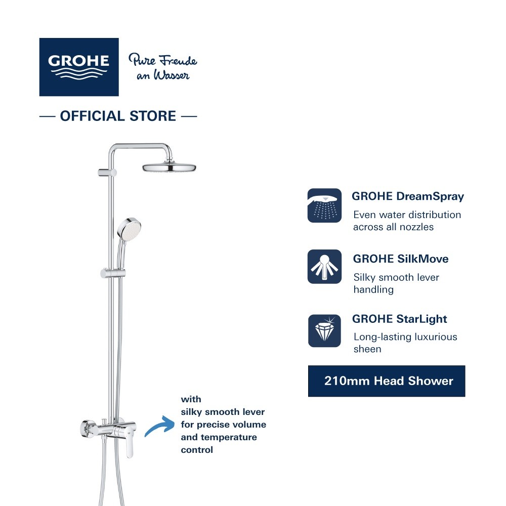GROHE New Tempesta Cosmopolitan 210 Shower System with Single Lever ...