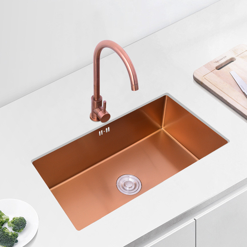 Nano 304 stainless steel sink, single slot rose gold countertop, large ...