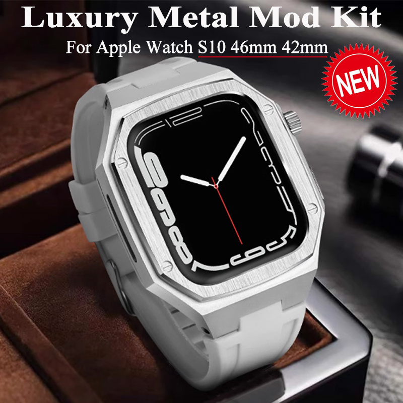 Luxury Steel Modification Kit Strap Case For Apple Watch 10 46mm 42mm ...