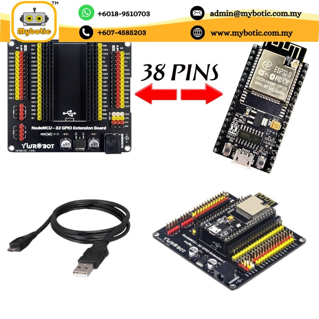 ESP32S 38 PINS (CH340) ESP-WROOM-32 ESP-32S DEVELOPMENT BOARD WIFI + BLUETOOTH MODULE / BASE ...