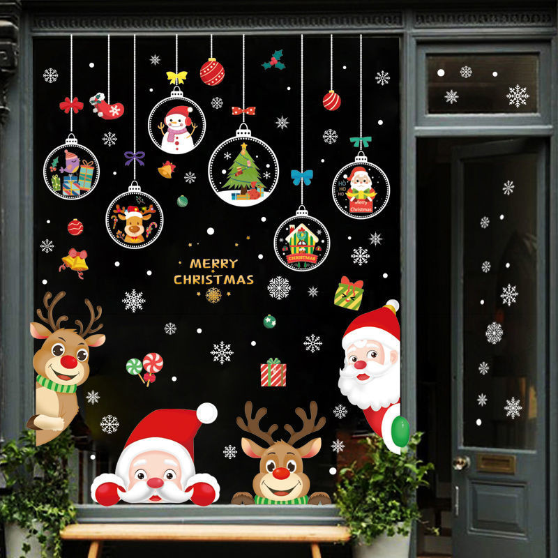 Christmas Stickers Decoration Indoor Scene Layout Mall and Shop ...