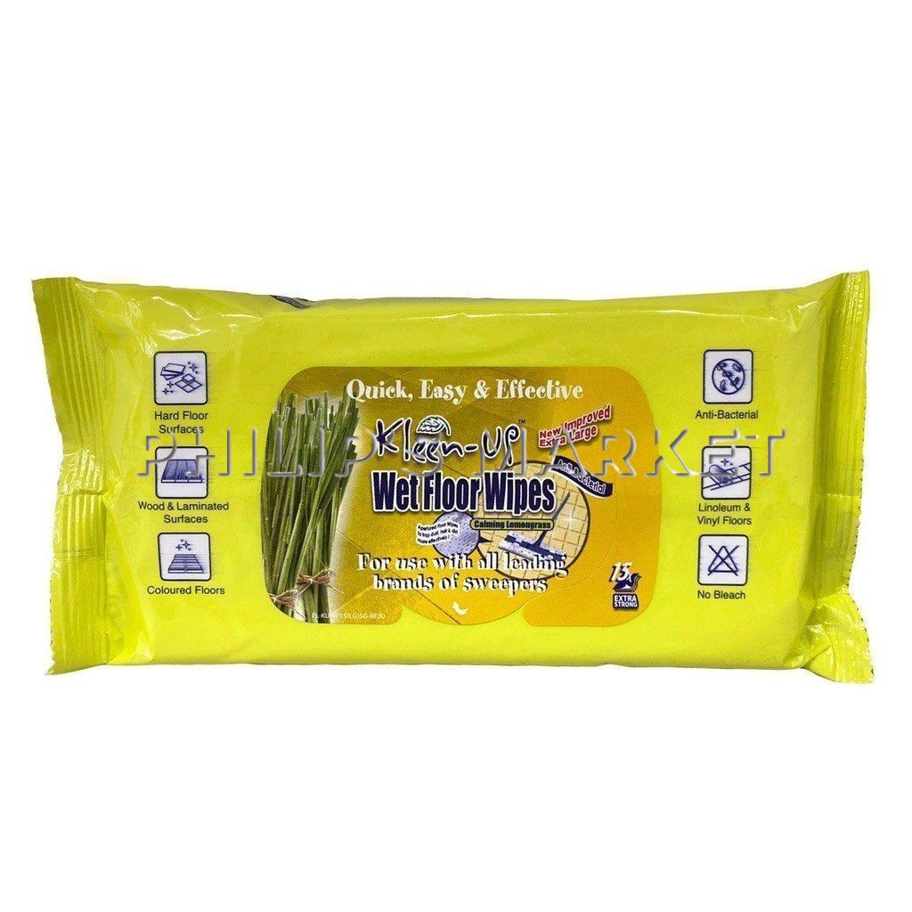 KleenUp Wipes Wet Floor Wipes Lemongrass 15pcs | Shopee Singapore