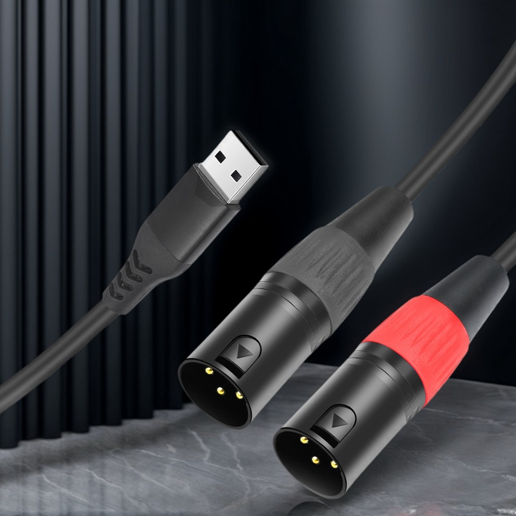 USB To Dual XLR Male Output Cord PC USB To Stereo Audio Cable Converter ...