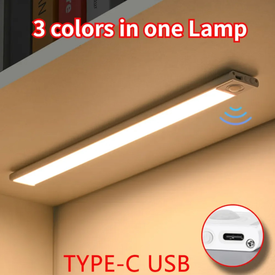 3 Colors TYPE-C Motion Sensor LED Lights Cabinet Bedroom Wardrobe ...