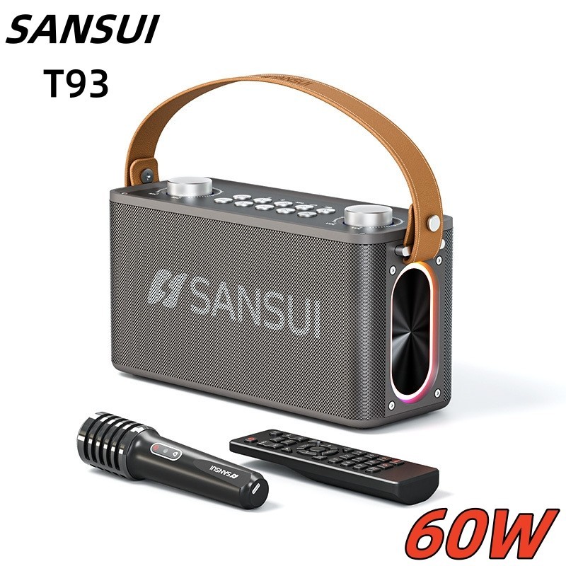 SANSUI T93 60W Powerful Stereo Party Speaker Outdoor Portable Karaoke ...