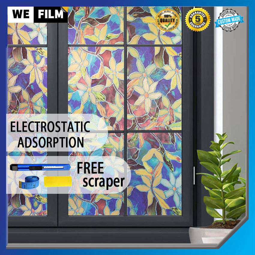PVC Frosted Static Cling Stained Glass Film Window Privacy Sticker Home ...