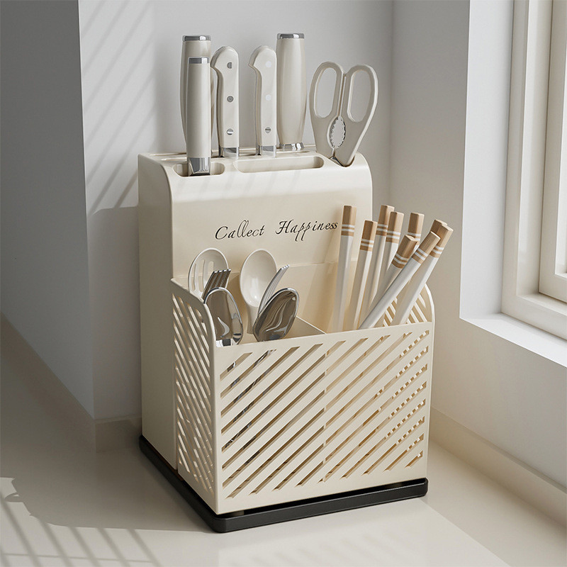 Kitchen Knife Holder Drain Chopstick Organizer Cutlery Storage Box Fork ...