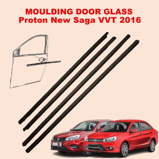 Proton Saga (2016-Present) Door Window Trim Panel BLACK Door Glass ...