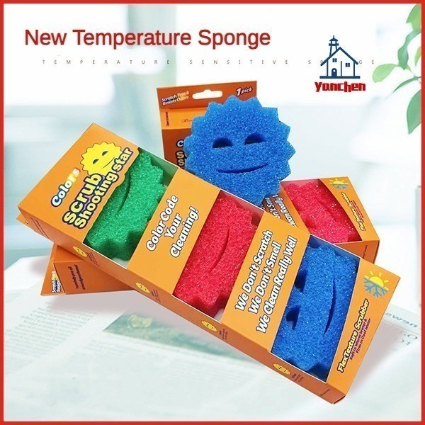 【Hot Sale】Scrub Sponge,Creative Magic Dishwashing Smiley Face Sponge ...