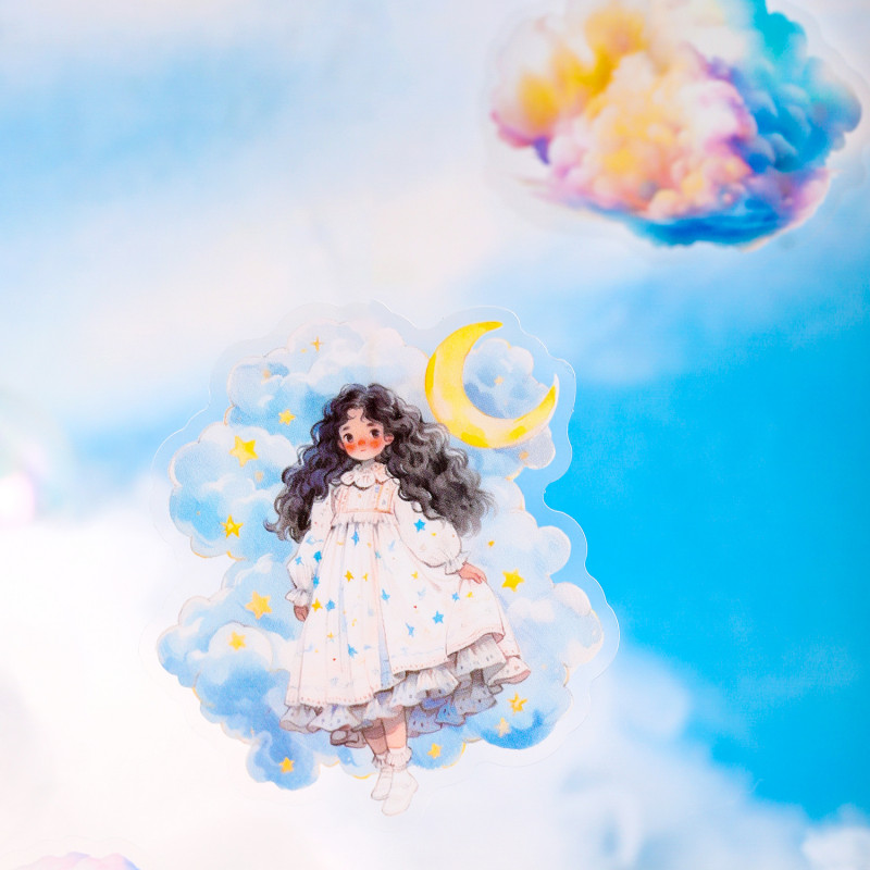 ENWEI 20 Pcs [Girl Above The Clouds Series] Cute Journal Stickers ...