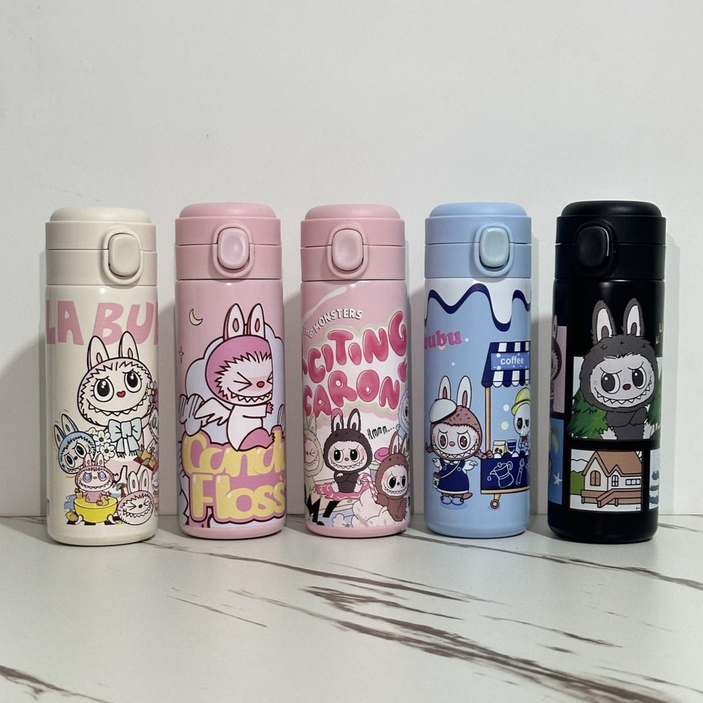 Cute Labubu Thermos Bottle, 304 Stainless Steel Cartoon Thermos Mug, 420ML Pop Mart Kids Water ...