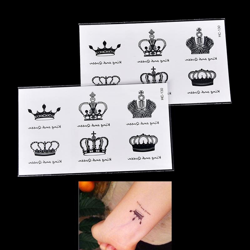 Fstyzx New Fake Temporary Tattoo Sticker Disposable Crown Arm Body ...