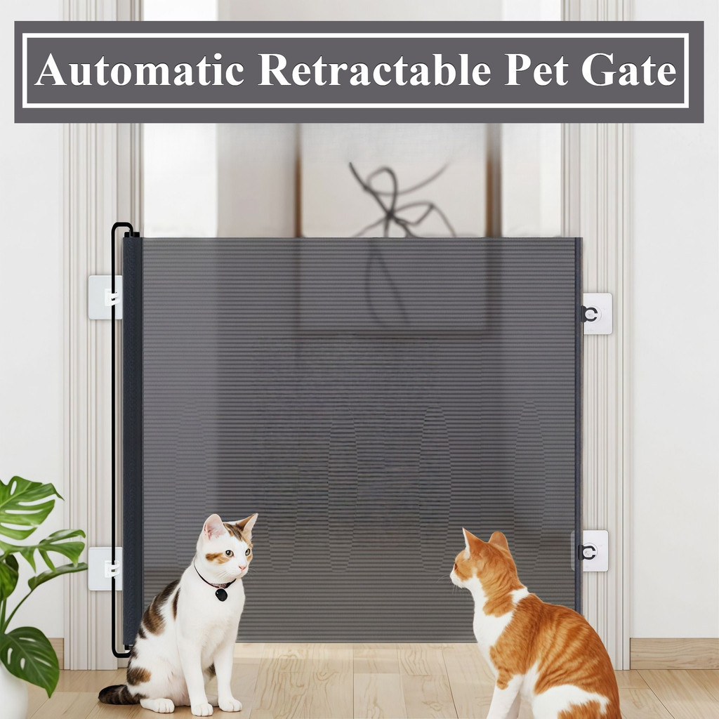 Retractable Pet Safety Gate, Cat Mesh Fence Dog Isolation Net, No Drill ...
