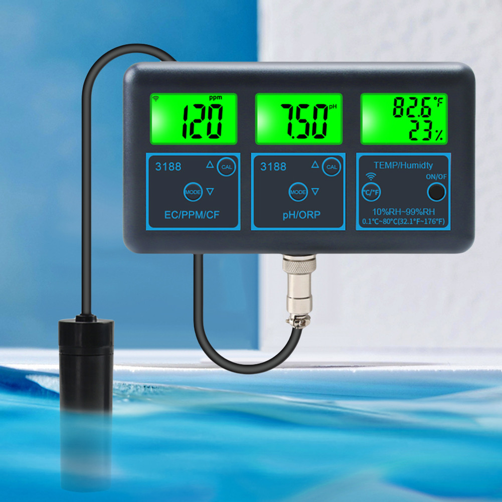 WiFi 7 in 1 Water Quality Monitor PH ORP EC PPM CFR Humidity ...