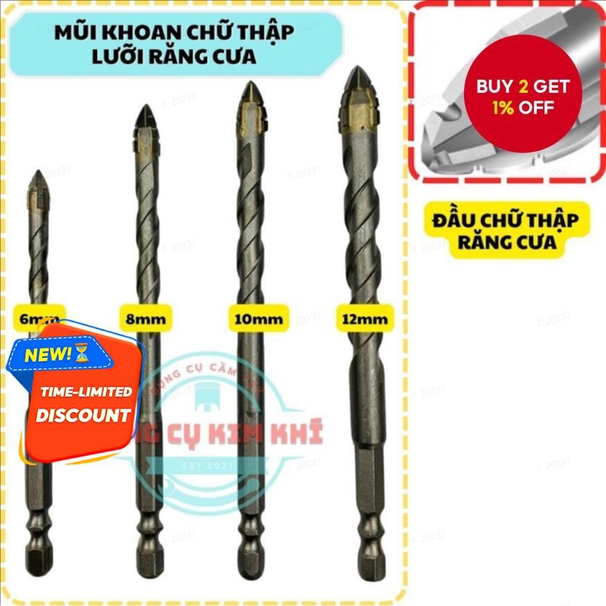 Premium 4-Piece Ultra-Hard Cross Tooth Drill Bit Set, Multi-Purpose ...