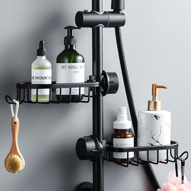 Bathroom Shower storage rack, Space aluminum No-punching Shower Shelf ...