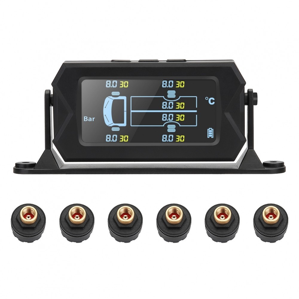 Solar Energy Powered Smart Wireless TPMS LCD Car Tire Pressure Monitoring System | Shopee Singapore