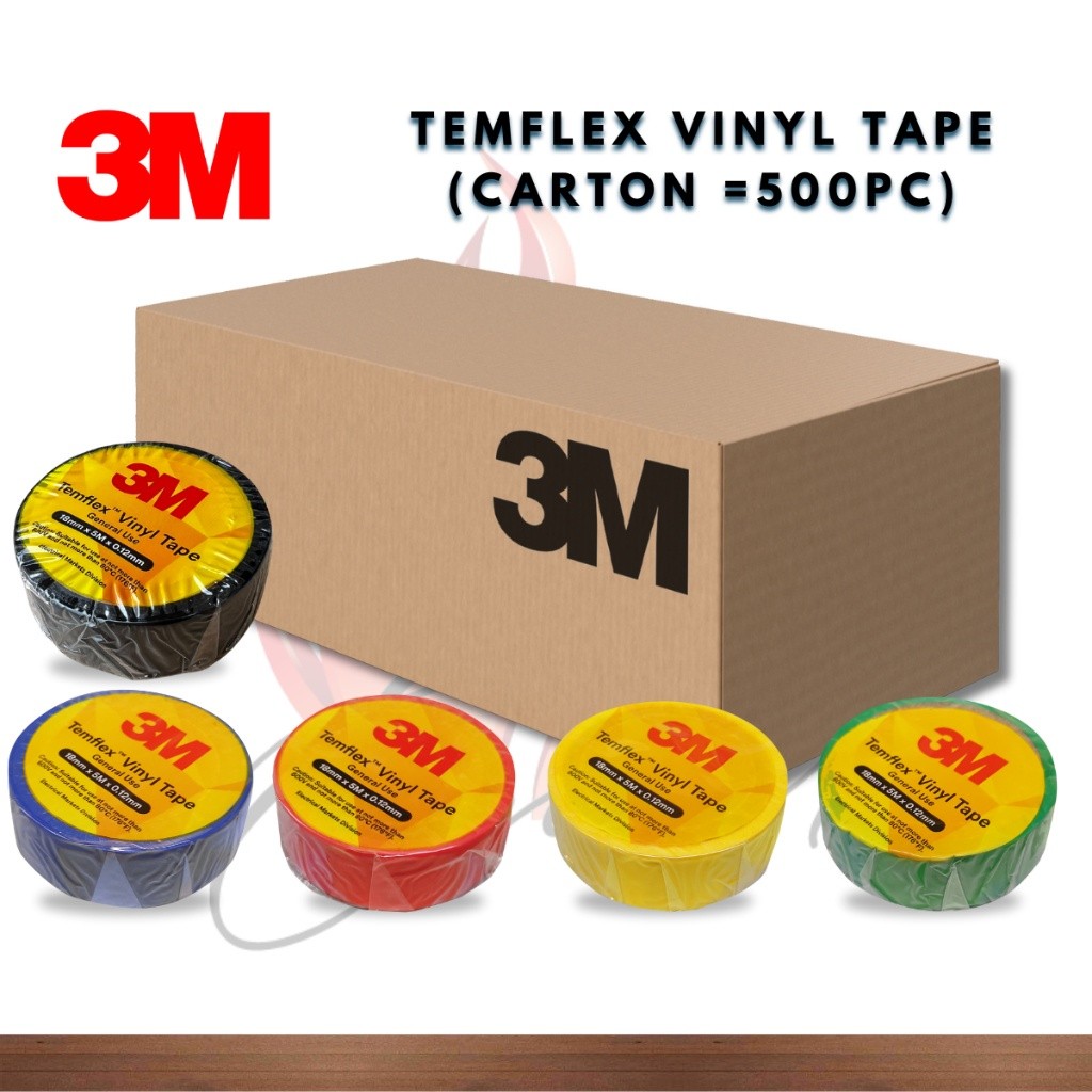 [Bulk] 3M Temflex Vinyl Tape Wire PVC Electrical Tape Waterproof Black ...