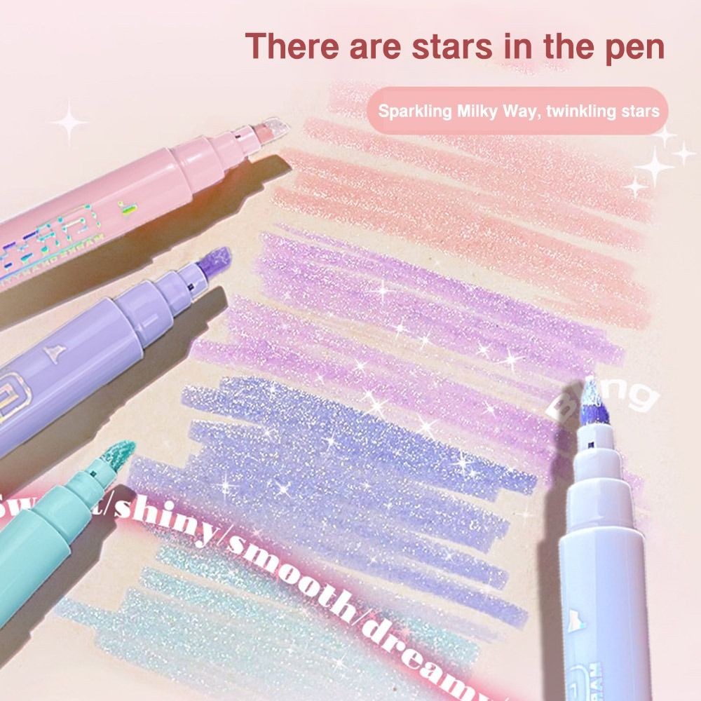 4PCS/Set Glitter Highlighters Students Draw Doodle Pens Colorful Shiny ...
