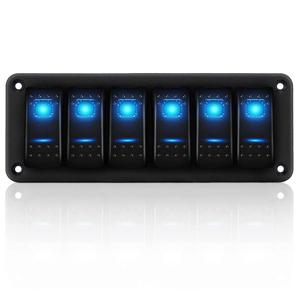 6 Gang Rocker Switch Aluminum Panel Toggle Waterproof Switch 5-Pin On ...