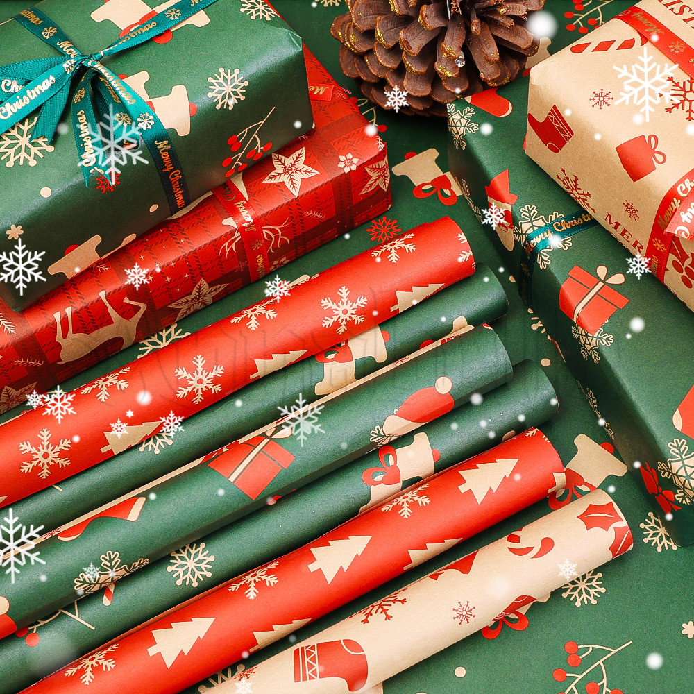 2Pcs Multiple Styles Christmas Packaging Paper - Christmas Series ...