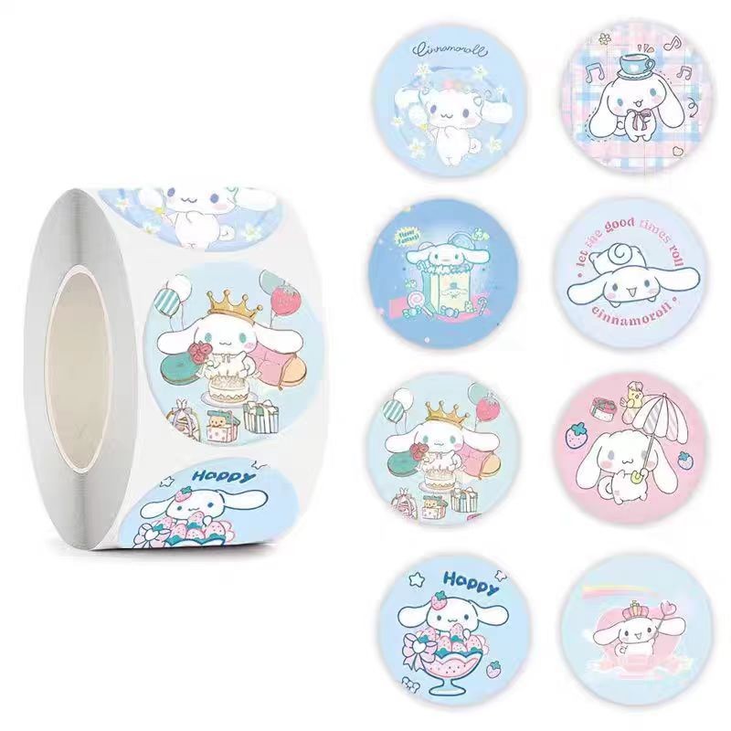 500 pcs 8 images Sanrio Cinnamoroll Cartoon Stickers Roll/Stickers Tape ...