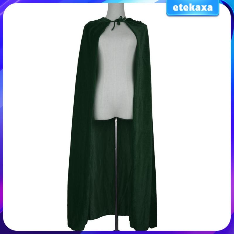 [Etekaxa] Velvet Ankle Length Cloak Cape with Hood Gothic Fancy Dress ...