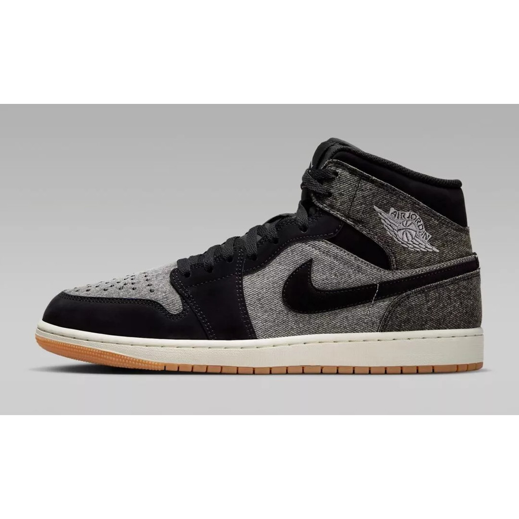 Nike Air Jordan 1 Mid Black Denim (Men's) | Shopee Singapore