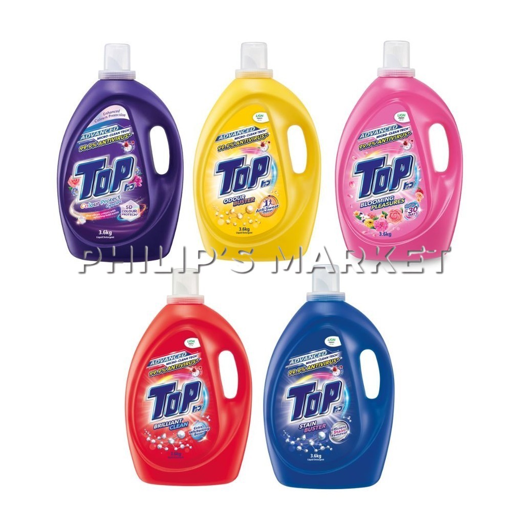 TOP Liquid Laundry Detergent 3.6kg (Brilliant Clean/Odour Buster/Stain ...