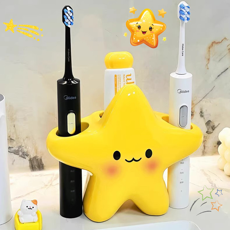 Creative Star-Shaped Toothbrush Holder Ceramic Bathroom Toothpaste ...