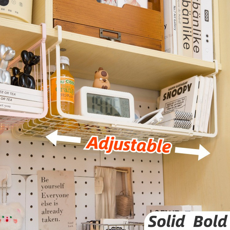 Under Desk Adjustable Storage Rack, Office Table Organiser Shelf Basket ...