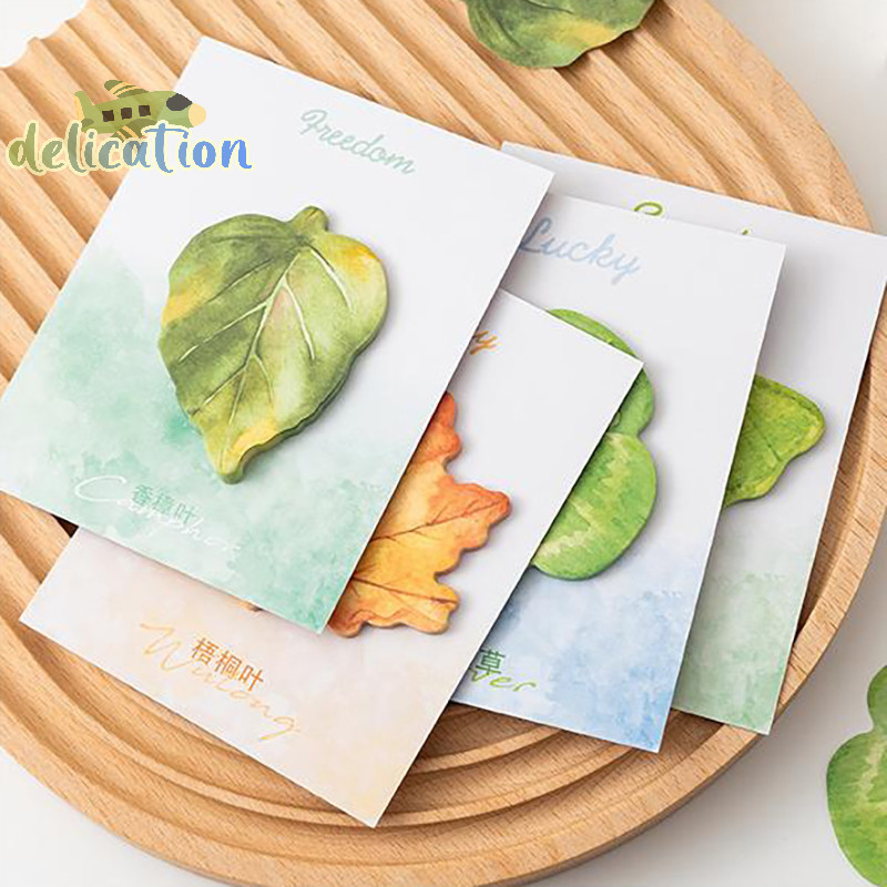 [DelicationS] 30Sheets Leaf Sticky Notes Ginkgo Lndus Leaf Self ...