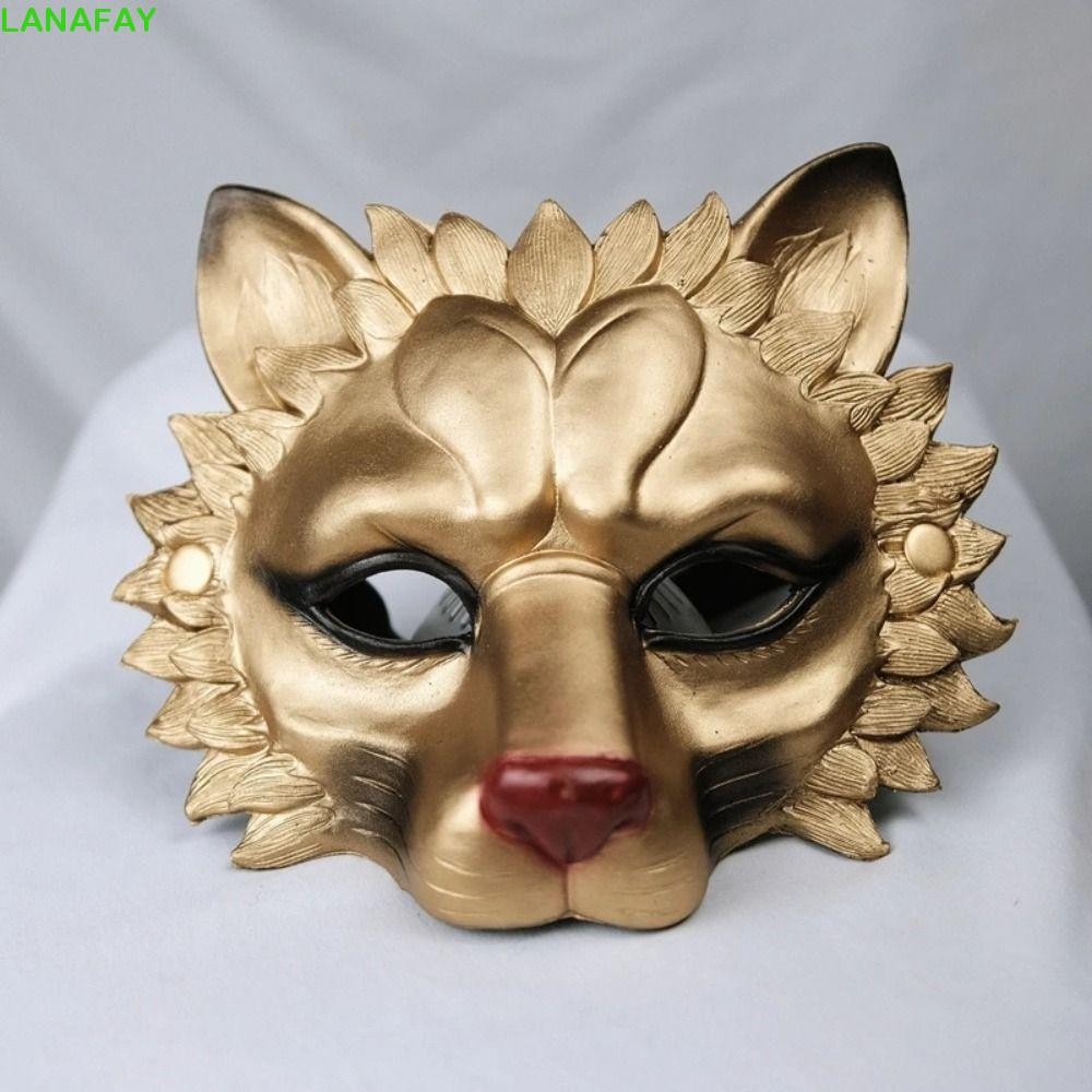 LANAFAY Cosplay Lion Mask, Party Supplies Half Face Lion Half Face Mask ...